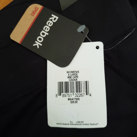 Reebok | Pants & Jumpsuits | Reebok Tight Fit Compression Crop Xl Black ...